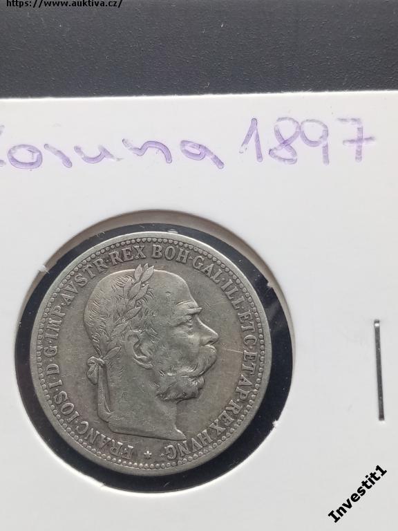 František Josef I 1 koruna 1897 vzácná - aukce online - auktiva